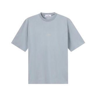 Stone Island Homme, Tops, Bleu, Taille: XL T-shirt avec logo au dos