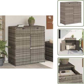 vidaXL The Living Store - Gartenschrank Grau 105x55x113 cm Poly Rattan - Outdoor-Schrank - Gartenschrank - Stauraum - Gartenorganisation - Wetterfest