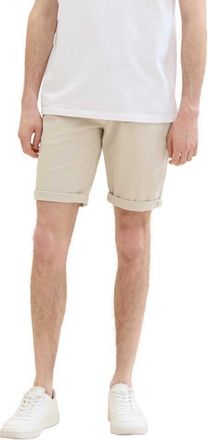 Tom Tailor Herren Slim Fit Chino Shorts mit G&uuml;rtel, beige white bean dobby, 29