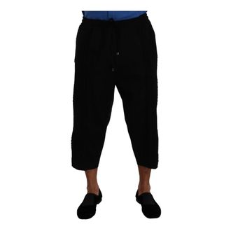 Dolce & Gabbana Schwarze Baumwoll Torero Sweatpants Shorts - - Trousers - Herren - Schwarzk - XL