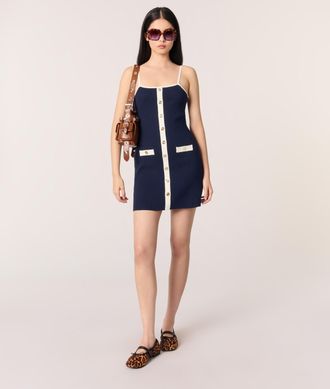 Maje Robe Courte En Maille C&ocirc;tel&eacute;e - Bleu Marine - Taille 40 - Maje