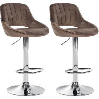 Clp Lot de 2 tabourets de bar Milet en velours Marron M&eacute;tal chrom&eacute;
