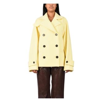 Msgm Caban Zweireihiger Mantel - - Coats - Damen - Gelb - L