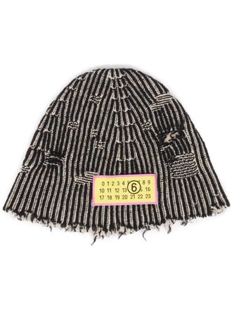 Maison Margiela bonnet nervur&eacute; &agrave; effet us&eacute; - Noir