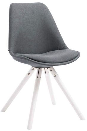 Clp Retro-Stuhl Toulouse Rund Mit Stoffbezug Und Hochwertigem Sitzpolster I Lehnstuhl Mit Stabilem Holzgestell I Sitzhöhe 48 cm, Farbe:dunkelgrau, Gestell