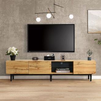 Blossom Blossom Mobile Tv, 175x31x41 Cm, Illuminazione Led Regolabile, Moderno Con Venature Di Legno - Legno Naturale