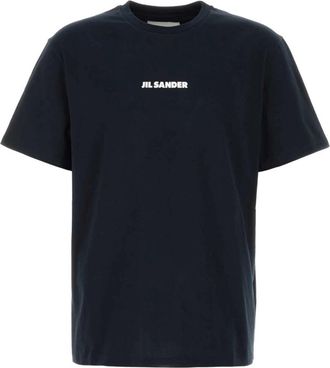 Jil Sander Homme, Tops, Bleu, Taille: M T-shirt en coton &agrave; col rond