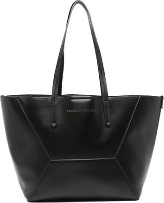Brunello Cucinelli Brunello Cucinelli Shopper & Totes - Geometric Panel Structured Tote Bag With Detachabl - Gr. unisize - in Schwarz - f&uuml;r Damen