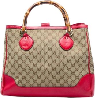 Gucci Pre-owned Bamboo Handle Canvas Tote - - Pre-owned - Damen - Rot - ONE SIZE