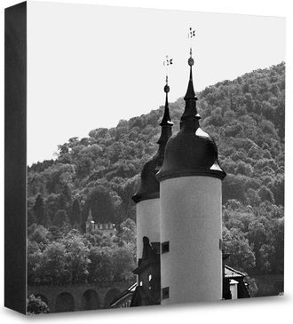 Cognosco HG-HD100 Foto-Holzblock medium-15 x 15 cm-Wandbild mit Architektur-Fotografie Heidelberg-Brückentor, Holz, Schwarz-Weiß, 15x15cm