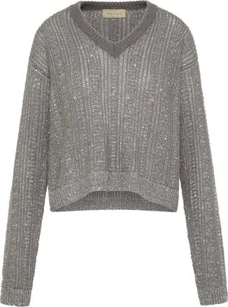 Momoni Femme, Pulls, Gris, Taille: 40 FR V-neck Tricots