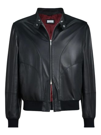 Brunello Cucinelli veste en cuir &agrave; fermeture zipp&eacute;e - Noir