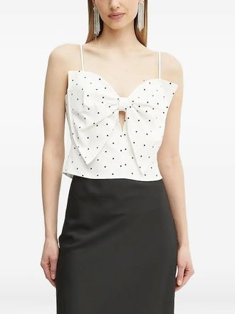 Bardot blouse à pois - Blanc