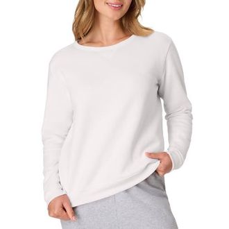 Hanes Crewneck, EcoSmart Fleece Pullover with V-Notch, Sweatshirt for Women Chemise, Blanc, XXL Femme