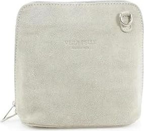 Generic Vera Pelle Sac à bandoulière en daim véritable pour femme, beige