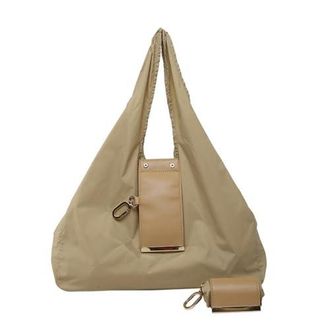 Generic Sac fourre-tout l&eacute;ger, pliable et extensible en cuir avec porte-cl&eacute;s, sac &agrave; main portable pour les courses quotidiennes, kaki, standard