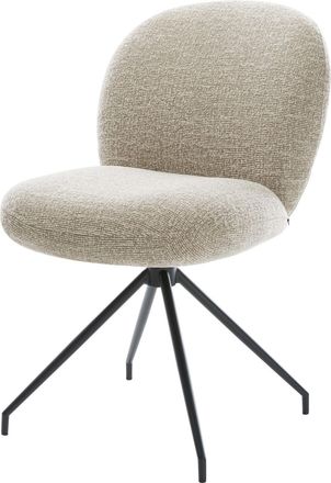 DELIFE Polsterstuhl Nube-Flex Kreuzgestell konisch Schwarz Webstoff Soft Beige Taschenfederkern