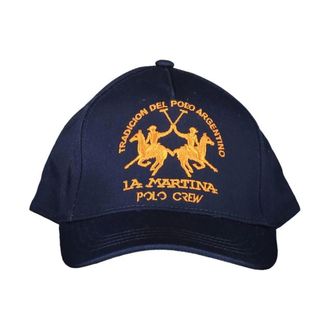 La Martina Homme, Accessoires, Bleu, Taille: ONE Size Casquette Visi&egrave;re en Coton Bleu avec Broderie