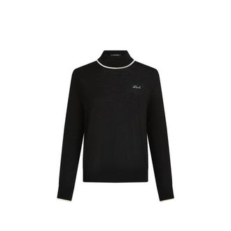 Karl Lagerfeld Pull droit col roul&eacute; en laine m&eacute;rinos