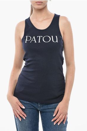 Patou Cotton Tank Top With Printed Logo size L