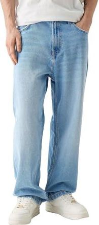 Generic Jean Homme Jeans Homme Jean Skater Taille Basse Ample Coupe Droite Stretch - Pantalon Loose Streetwear Inspir&eacute; De La Culture Skate Masculine