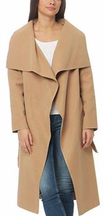 Malito more than fashion Malito Long Manteau avec Cascade-Design Gilet Veste Enrouler Boléro 3040 Femme One Size (Camel)