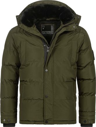 Alessandro Salvarini Herren Winterjacke AS-326 mit Teddyfell & abnehmbarer Kapuze