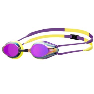 Arena Tracks Essential Schwimmbrille für Erwachsene, Unisex, für Wettkampfschwimmer, Männer und Frauen, verspiegelte Gläser, FINA zugelassen, Violett, Pflau