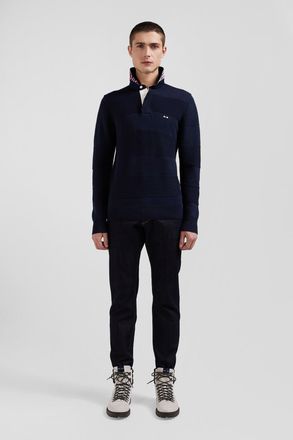Eden Park Pull Col Polo En Coton Bleu Marine Coupe Regular