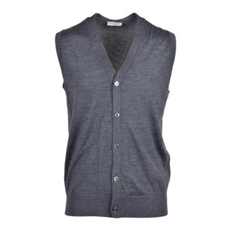 Paolo Pecora &Auml;rmellose Strickweste mit Kn&ouml;pfen - - Knitwear - Herren - Grau - M