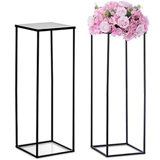 Nuptio Nuptio Vase Noir Support Plante - 2 Pi&egrave;ces 80cm Haut Vases Fleurs pour Centres Table F&ecirc;te Mariage Daffichage Colonne M&eacute;tal Fleur Int&eacute;rieur D&eacute;corations