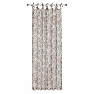 Loberon Gardine Cappellina, Florales Muster, Lichtdurchl&auml;ssig, Sanfte Pastellt&ouml;ne, mit Dekorativen Bindeb&auml;ndern, Fensterdekoration, Vorhang, Leinen, rosa