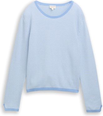 Tom Tailor Damen 1049718 Strickpullover mit Struktur, 39458-Light Blue Bubble Structure, L
