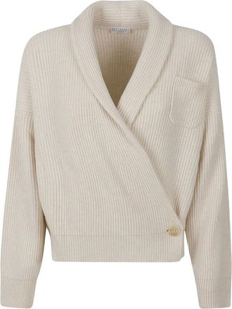 Brunello Cucinelli M12724306 Cardigan - Femme - Pulls - Beige - Taille: 38 FR