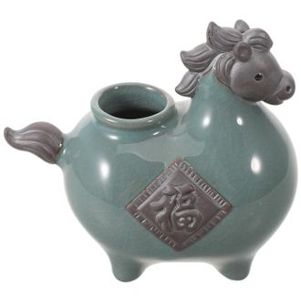 Angoily Keramikvase Pferdefigur Tischvase Chinesische Pferdedekoration f&uuml;r Neujahr Wohnzimmer Dekoration