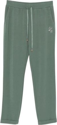 Liu Jo Femme, Pantalons, Vert, Taille: 36 FR Drawstring Logo Track Pants