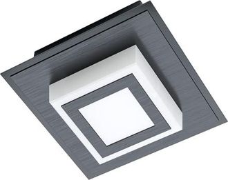 Eglo LED Deckenleuchte Masiano 1, 1 flammige Wandlampe, Deckenlampe aus Aluminium, Stahl und Kunststoff in Schwarz, Satiniert, Wohnzimmerlampe, warmwei&szlig;