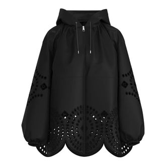 HUGO BOSS Femme, Vestes, Noir, Taille: 46 FR Veste &agrave; capuche en dentelle noire style estival