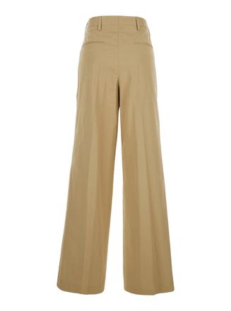 Dries Van Noten Womens Beige Pants With Pleated Details Fabric Trousers