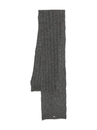 Herno Gerippter Strickschal mit Logo-Schild - Grau