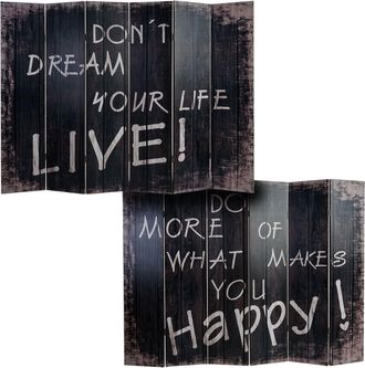 Mendler Foto-Paravent Vintage, Paravent Raumteiler Trennwand - 180x240cm, Spruch