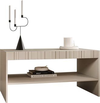 Mirjan24 Couchtisch Intori, Kaffeetisch mit offenem Fach, Sofatisch, Wohnzimmertisch, Praktischer Teetisch (Beige)