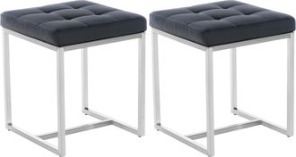Clp 2er Set Edelstahl-Sitzhocker Barci Kunstleder I Moderne Hocker Mit Hochwertiger Polsterung Und Bodenschonern In Vielen Farben, Farbe:schwarz