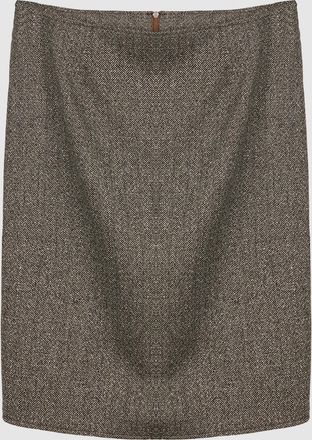 Jeanne Vouland Jupe Crayon Renette Chevron Chocolat