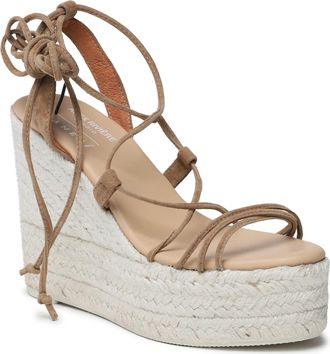 Manebì Espadrilles Manebi Soft Suede Lace-Up Wedge Espadrilles L 8.7 WA Braun