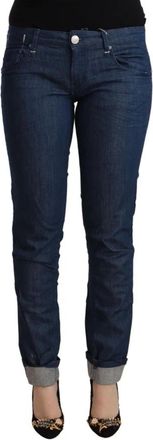 Acht Acht, Femme, Jeans, Bleu, Taille: W26 Jean Skinny Taille Basse Ourlet Pli&eacute; en Denim