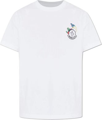 Moncler Homme, Tops, Blanc, Taille: M Logo Printed T-shirt