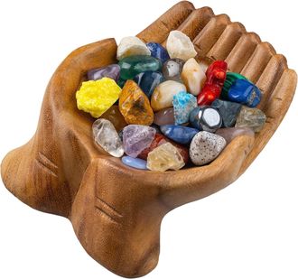 Generic Holzschalen zur Dekoration - Stilvolle Holzschalen mit Akzenten, Schicke Heimdekoration | Ausstellungsregal mit glatten Steinen, handgefertigte Holzsc