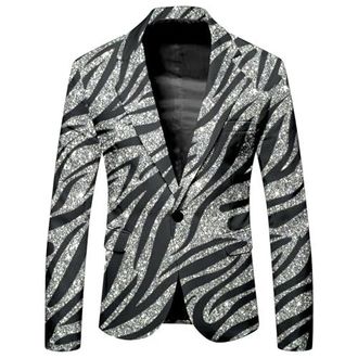 Generic Veste pour homme avec motif imprim&eacute; - L&eacute;opard, z&egrave;bre, tigre, vache - Veste de costume pour carnaval, f&ecirc;te - Blazer coupe ajust&eacute;e - Costume moderne de 