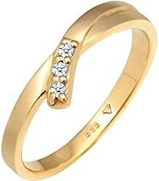 DIAMORE Elli DIAMONDS Bague Femme Fiançailles avec Diamant (0.04 ct) en Or Jaune 585